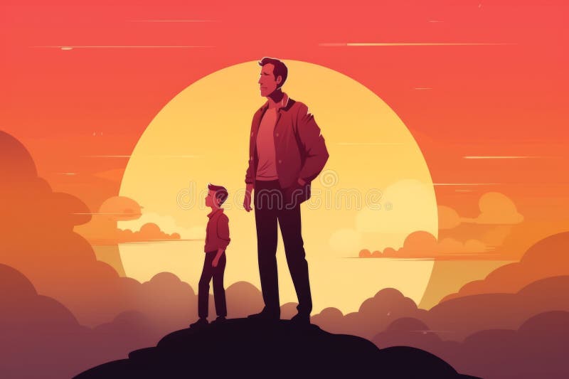 Vector Illustration Style, Father and Son, Generative Ai Stock ...