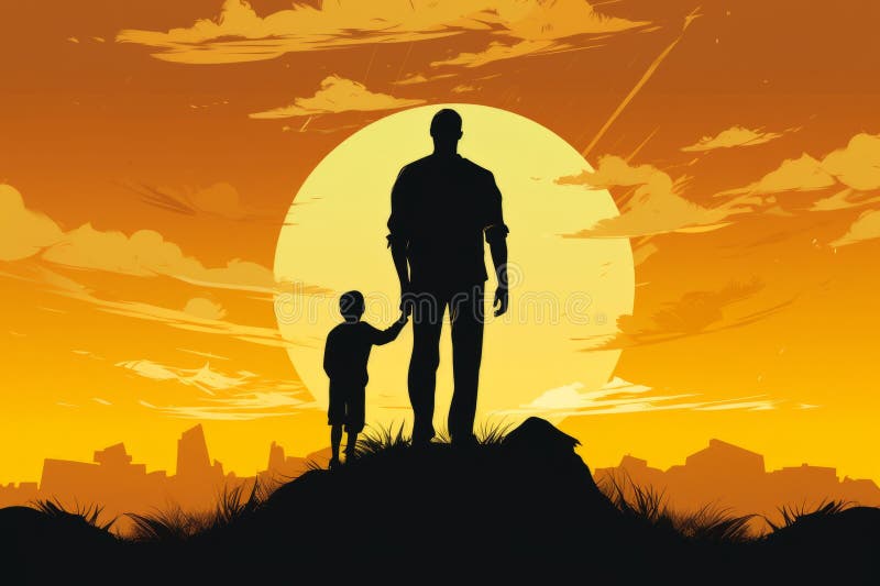 Vector Illustration Style, Father and Son, Generative Ai Stock ...