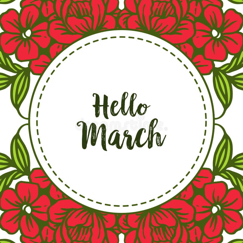 Vector Illustration of Style Writing Hello March with Beautiful Flower ...