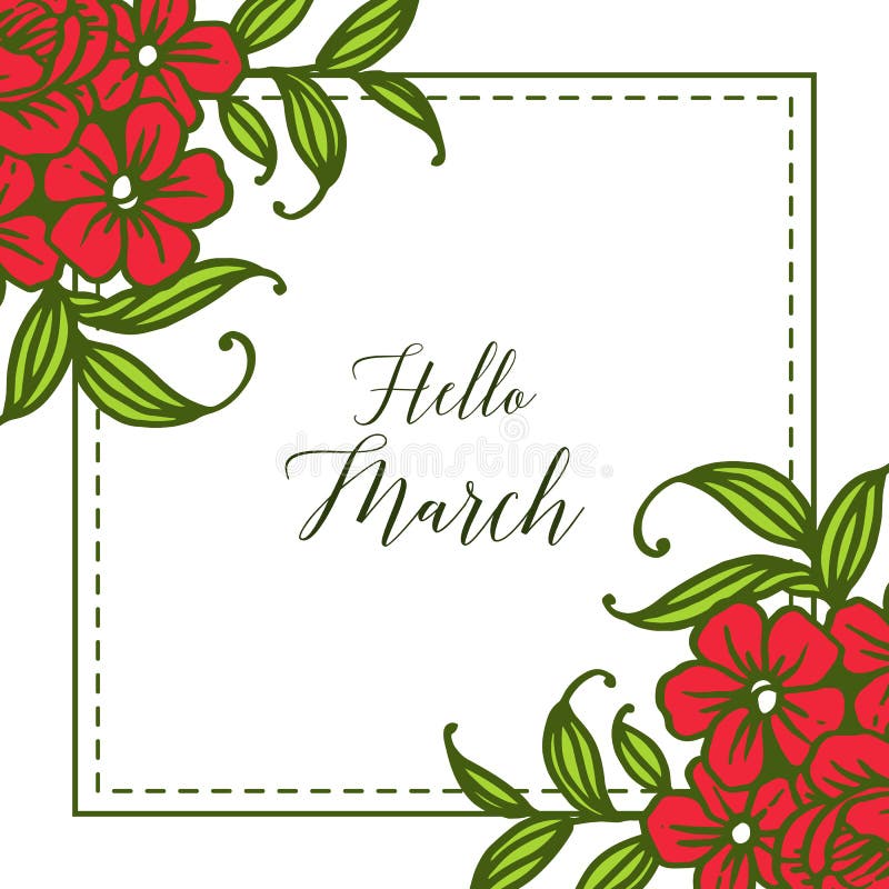 Vector Illustration of Style Writing Hello March with Beautiful Flower ...