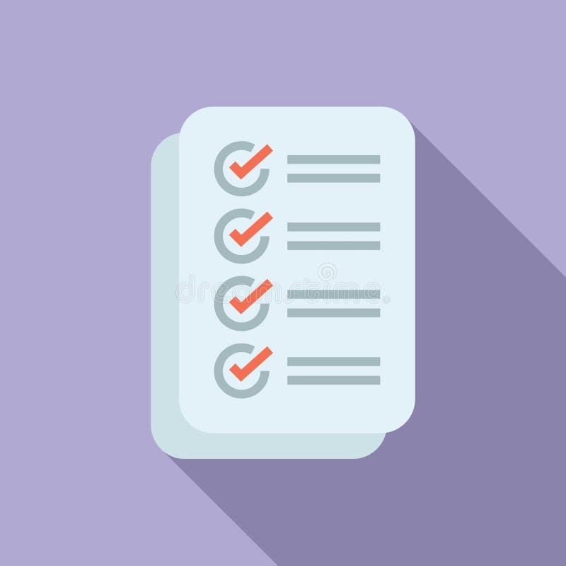 Flat Design Checklist Icon on Purple Background Stock Illustration ...