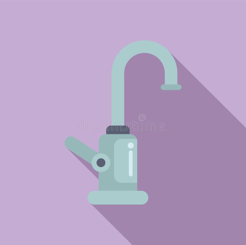 Flat Design Icon of Modern Kitchen Faucet Stock Vector - Illustration ...