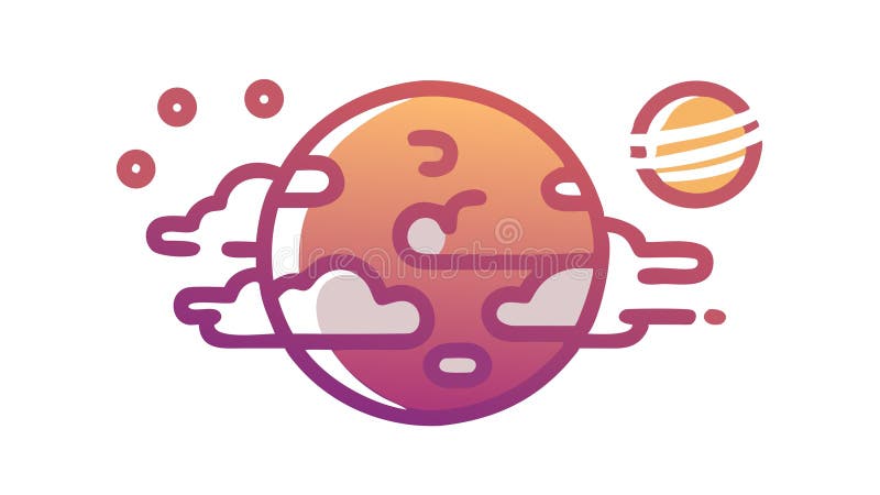 Pink Alien Planet with Clouds and a Moon in Space Vector Graphic ...