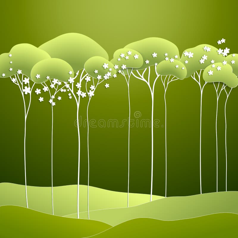 Stylized spring landscape stock vector. Illustration of bush - 40706629