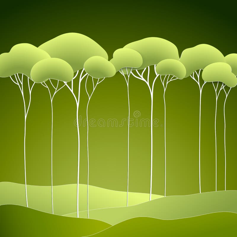 Vector Illustration with Stylized Spring Tree Stock Vector ...