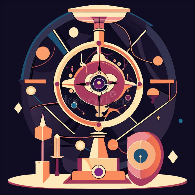 Vector Illustration of a Stylized Compass on a Dark Blue Background. AI ...