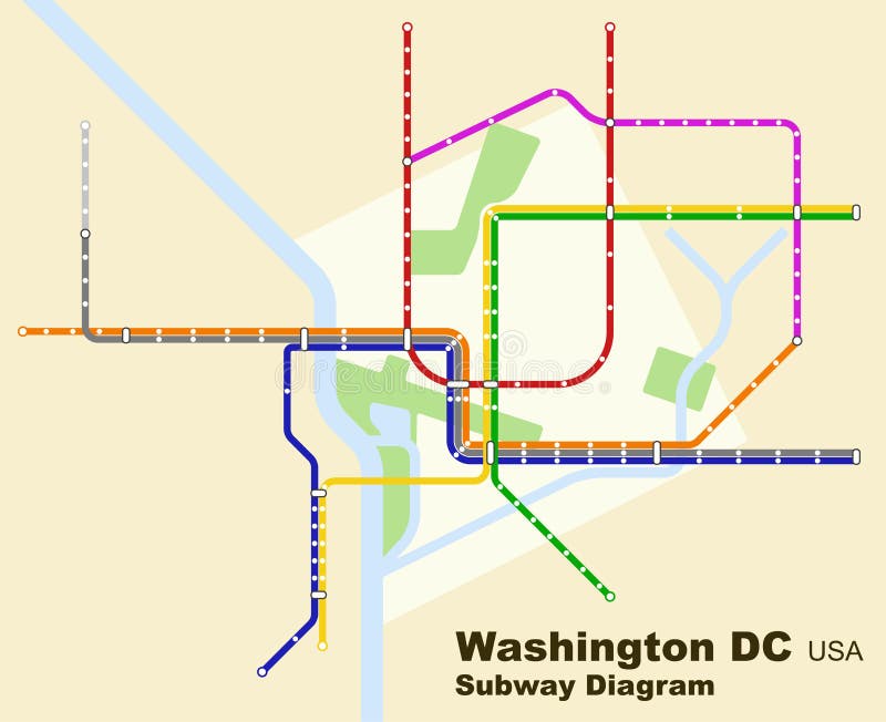 Vector Illustration of the Subway Diagram of Washington,DC,USA Stock ...