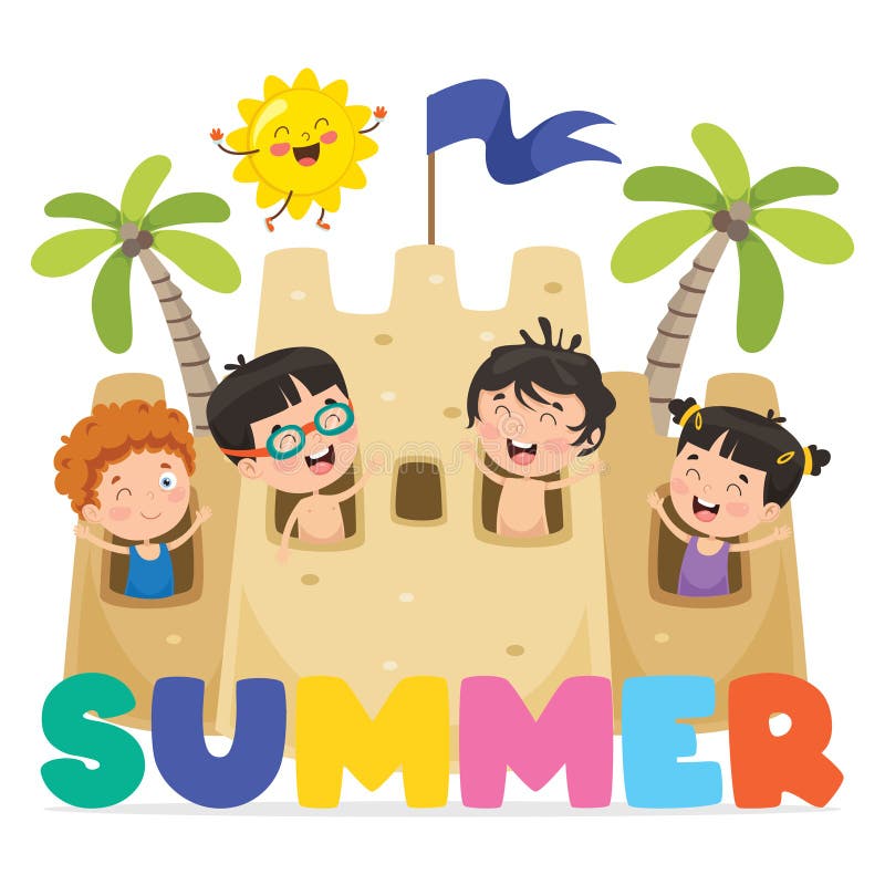 Vector Illustration of Summer Children Stock Vector - Illustration of ...