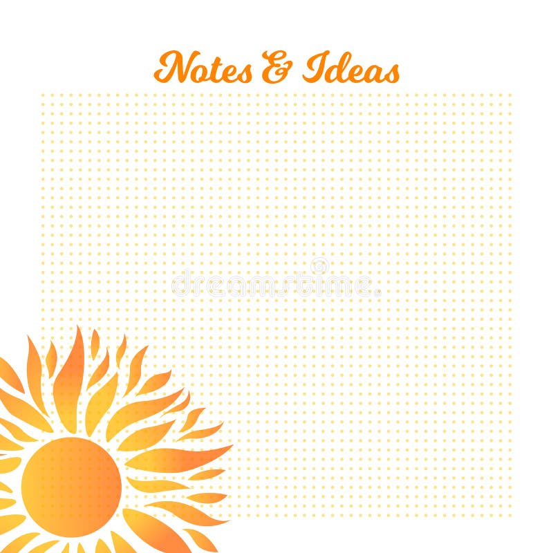 Summer Yellow Sun Template for Notes and Ideas Stock Vector ...