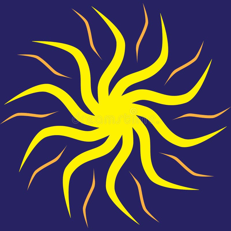 Vector Illustration of a Sun on a Blue Background Stock Vector ...