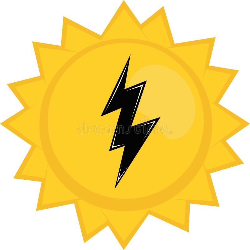 Vector Illustration Sun Thunder Solar Energy Concept Stock Vector ...