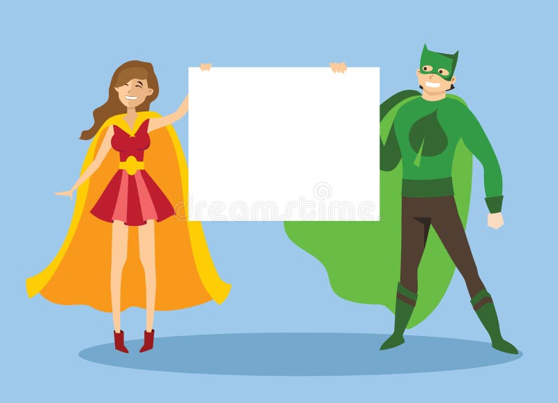 Vector Illustration of Superhero with White Banner Stock Vector ...