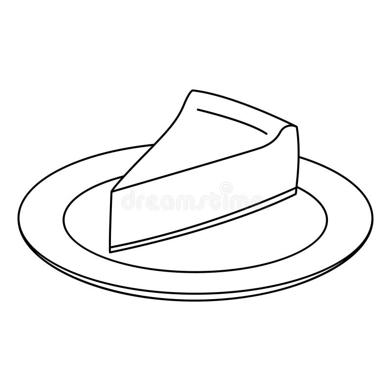 Piece of Pie on a Plate for Coloring. Stock Vector - Illustration of ...