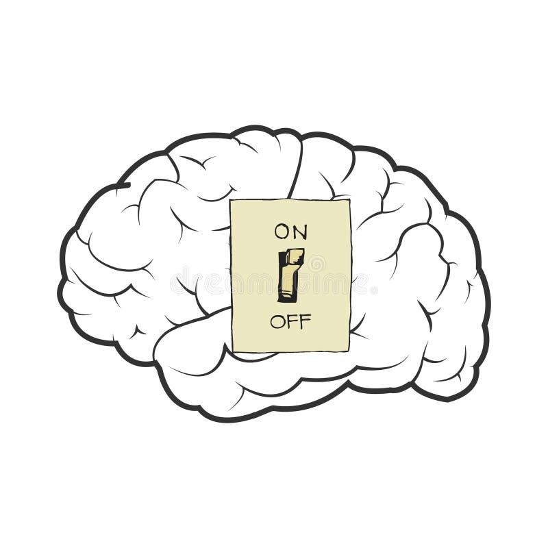 Vector Illustration of a Switch that Turns on and Off the Brains Stock ...