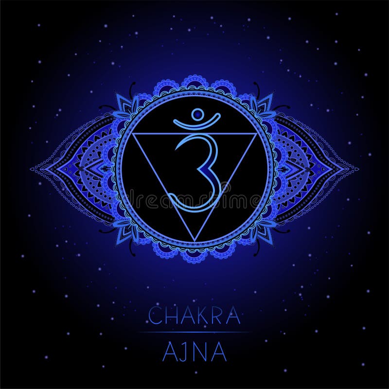 Vector Illustration with Symbol Ajna - Third Eye Chakra on Black ... Vector Illustration with Symbol Ajna - Third Eye Chakra on Black ...