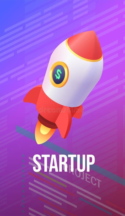 Startup Project Launch Symbolized by a Launching Rocket. Stock Vector ...