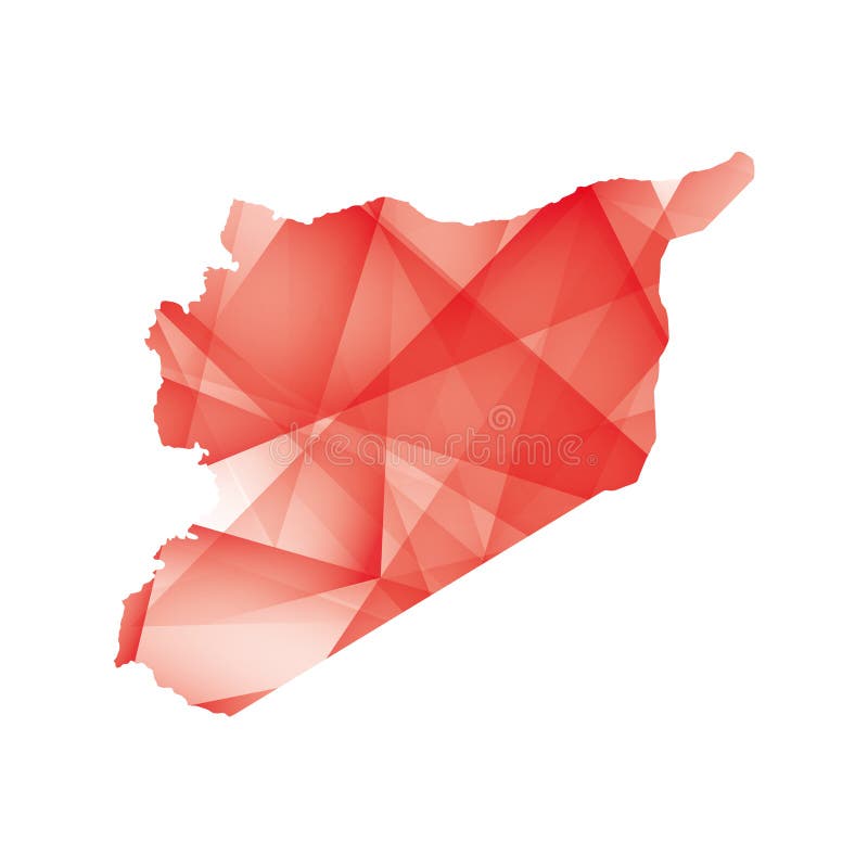 Vector Illustration of Syria Map with Red Colored Geometric Shapes ...