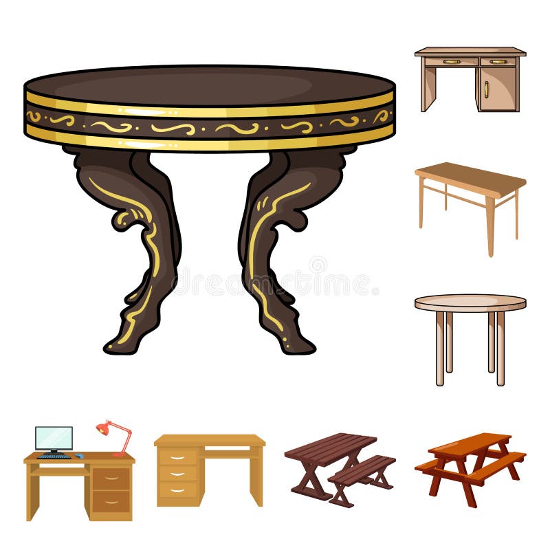 Vector Design of and Table Symbol. Set of and Wooden Stock Vector ...