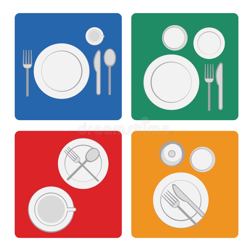 Vector Illustration Tableware Serving with Dinnerware and Glass Stock ...