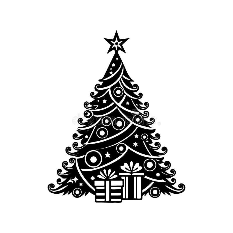 A Tall Triangular Silhouette of a Christmas Tree, Illustrated in a ...
