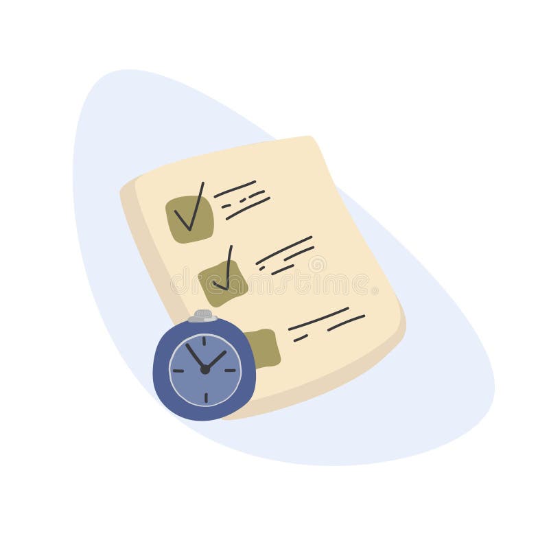 Vector Illustration. Task List and Timer. in a Flat Style. Stock Vector ...
