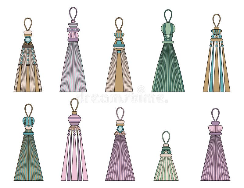 Vector Illustration Tassel. Decorative Curtain Brushes, Window Decor ...