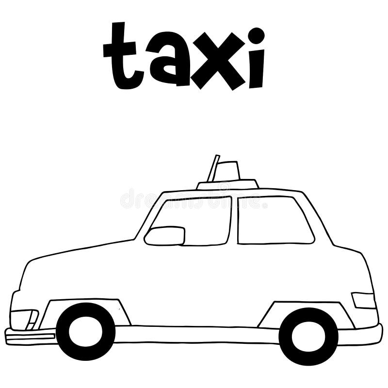 Vector Illustration of Taxi Hand Drawn Stock Vector - Illustration of ...