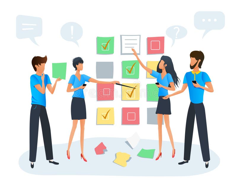 Vector Illustration, Team of Business People Working on a Project at ... Vector Illustration, Team of Business People Working on a Project at ...