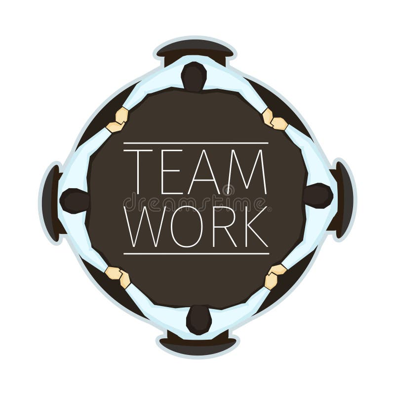 Vector Illustration of Team Work Concept Emblem with Four Office Stock ...