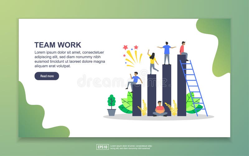 Vector Illustration of Team Work Concept with Tiny People Character ...