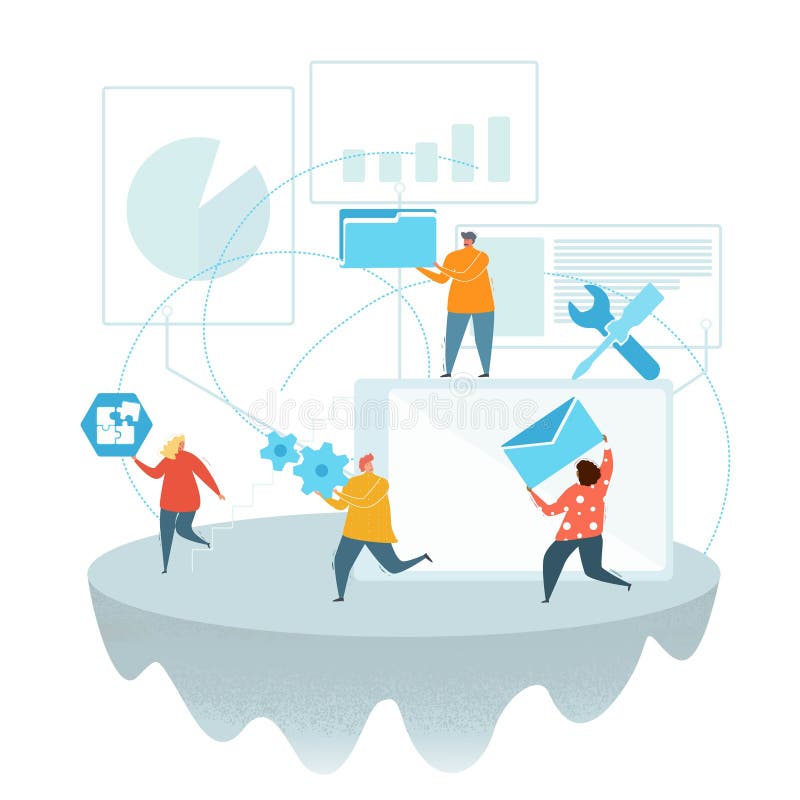 Vector Illustration. Team Work Delivery Calculation Work Service Stock ...