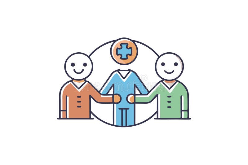 Vector Illustration of Teamwork and Cooperation, Featuring Smiling ...
