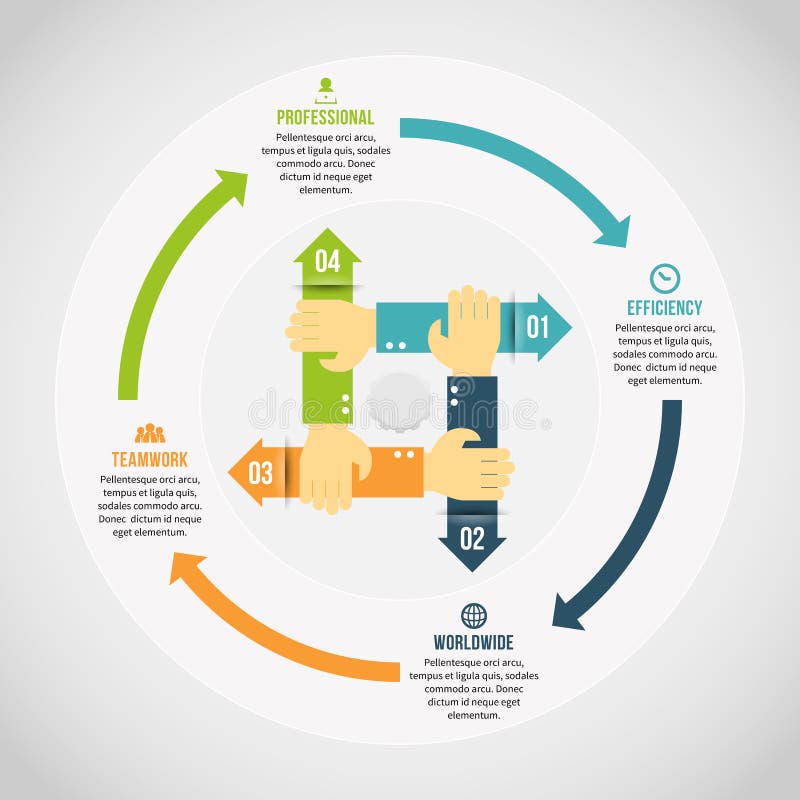 Teamwork Hands Infographic stock vector. Illustration of arrow - 113202639