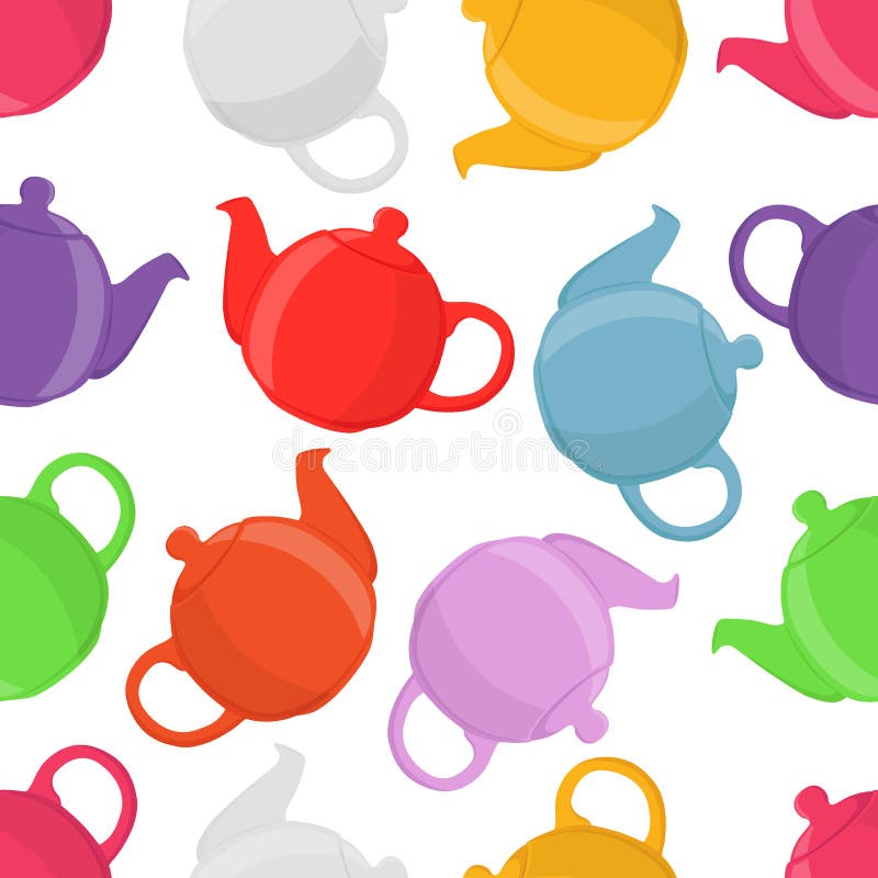Vector Illustration of Teapots, Seamless Pattern. Pottery, Clay ...