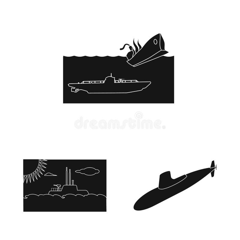 Vector Design of Technology and Fleet Sign. Set of Technology and Navy ...