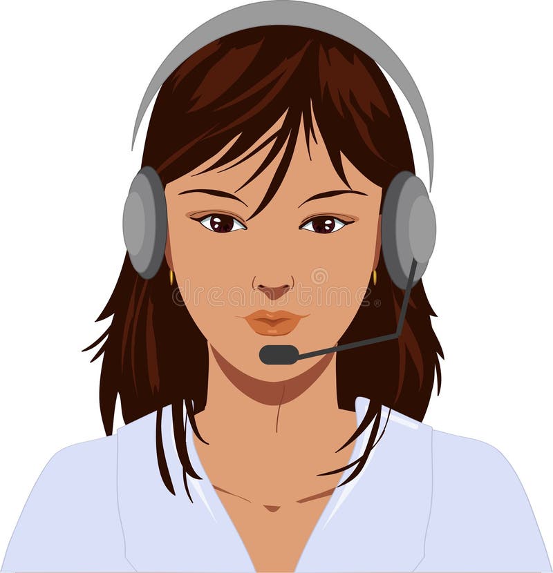 Vector Illustration of Telephone Operator. Stock Vector - Illustration ...