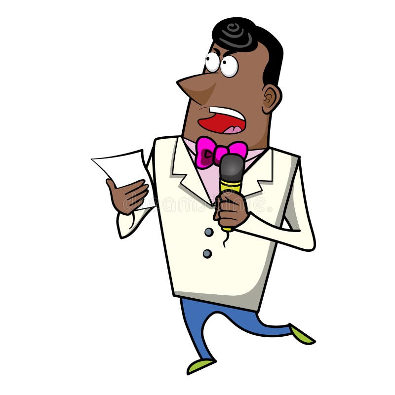 Cartoon Host Emcee with Microphone Stock Vector - Illustration of ...