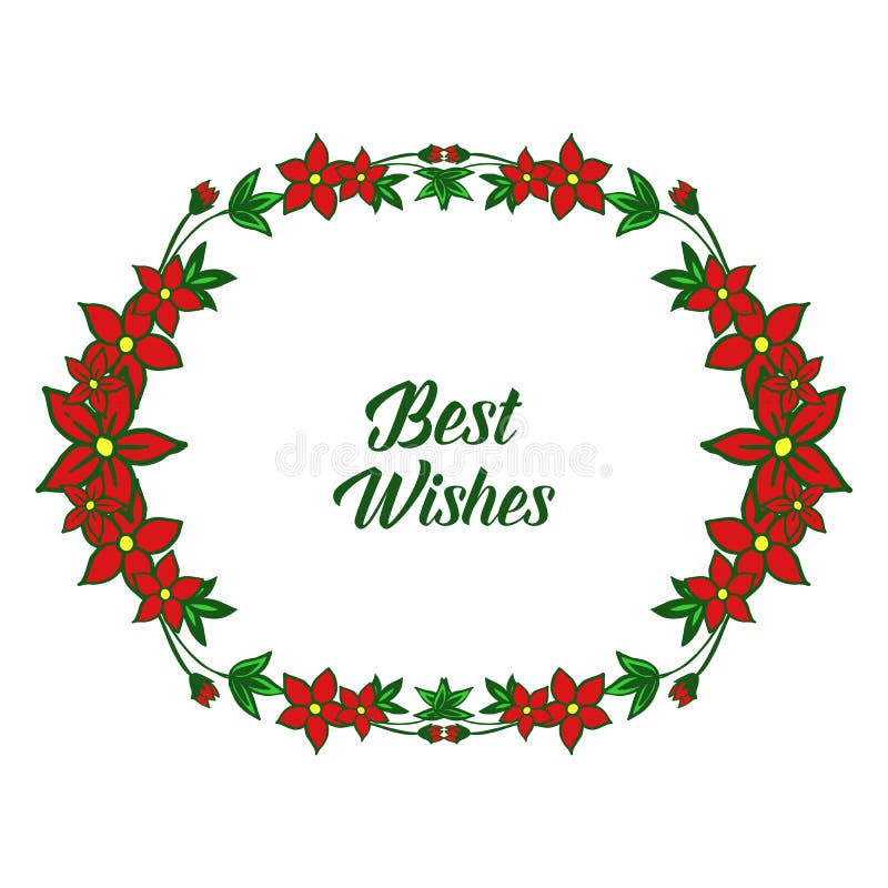 Vector Illustration Template Best Wishes for Ornate of Red Wreath ...