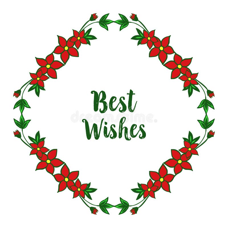 Vector Illustration Template Best Wishes for Ornate of Red Wreath ...