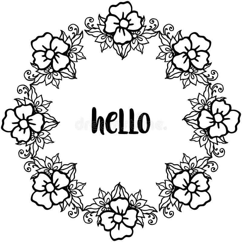 Vector Illustration Template Card Hello with Cute Flower Frame Stock ...