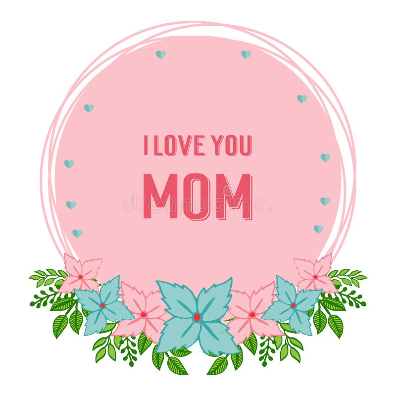 Vector Illustration Template Card Mom with Colorful Wreath Frames Stock ...