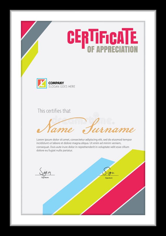 Certificate Frame Design Template Layout Template in A4 Size Stock ...