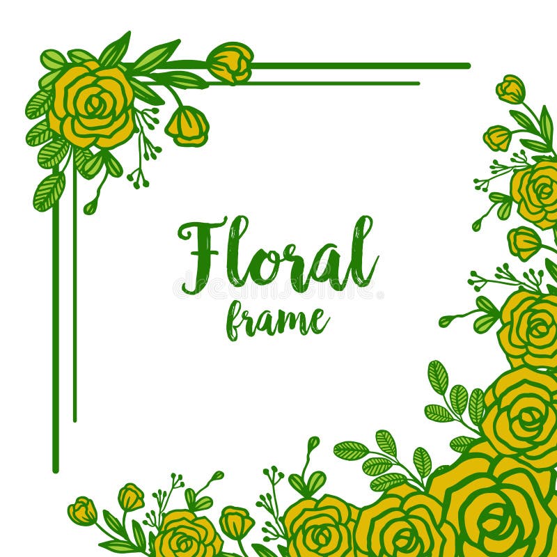 Vector Illustration Template with Design Artwork Yellow Floral Frame ...