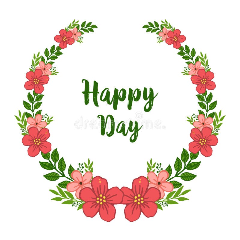 Vector Illustration Template Happy Day with Art Leaf Wreath Frame Stock ...