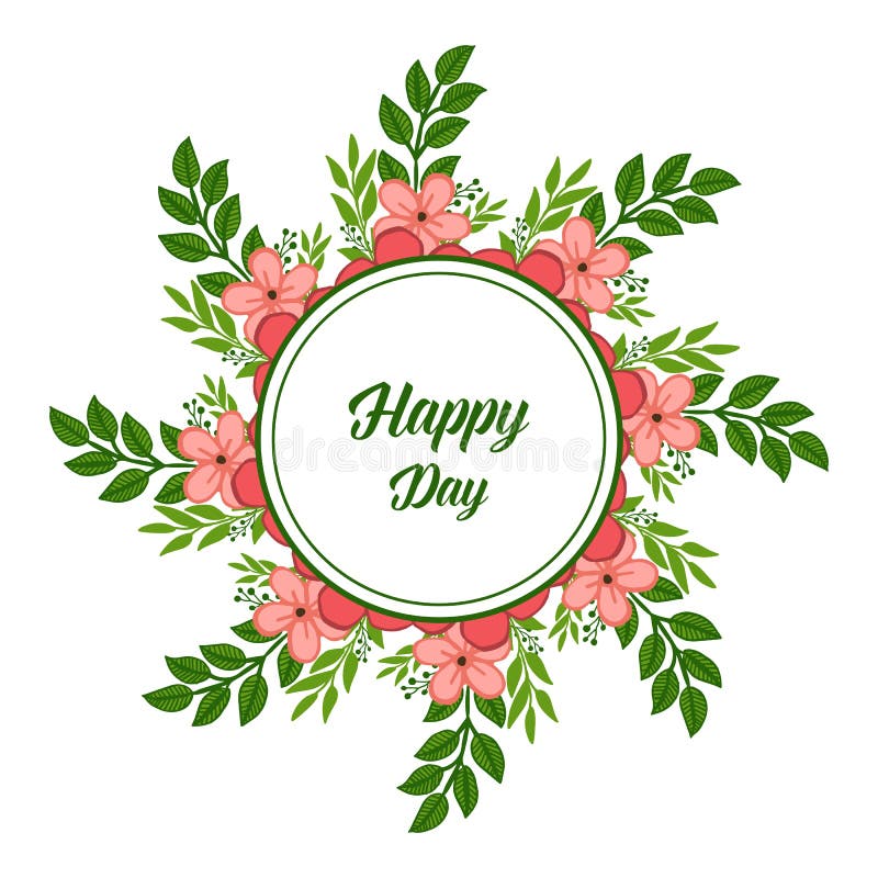 Vector Illustration Template Happy Day with Art Leaf Wreath Frame Stock ...