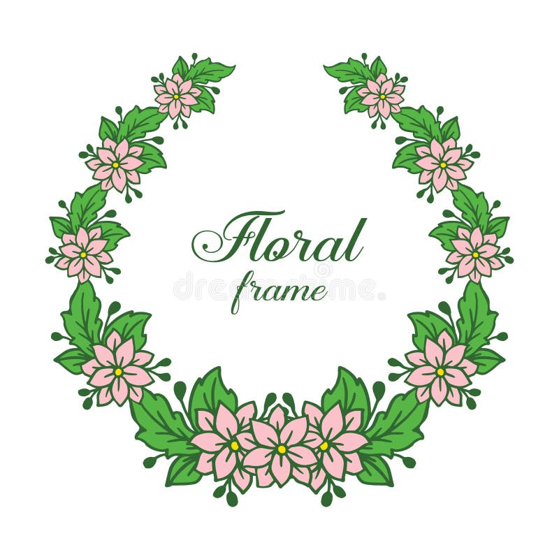Vector Illustration Template with Pink Floral Frame on White Backdrop ...