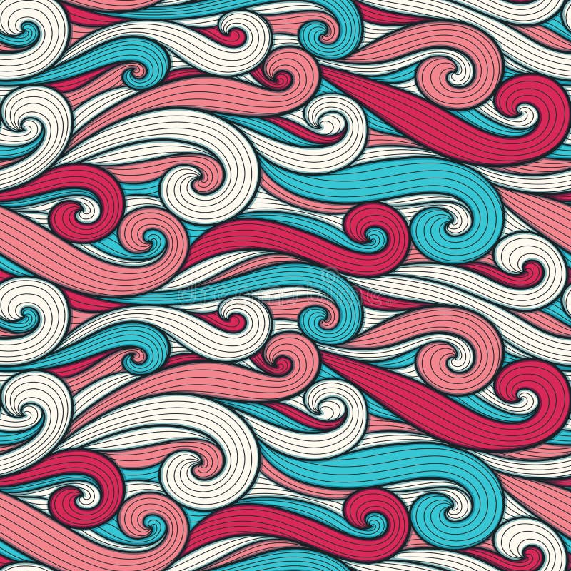 Abstract Colorful Curly Lines Seamless Patterns Set. Waves and Curls ...