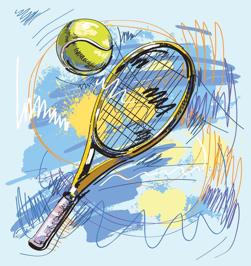 Tennis racket and ball stock vector. Illustration of equipment - 21386060