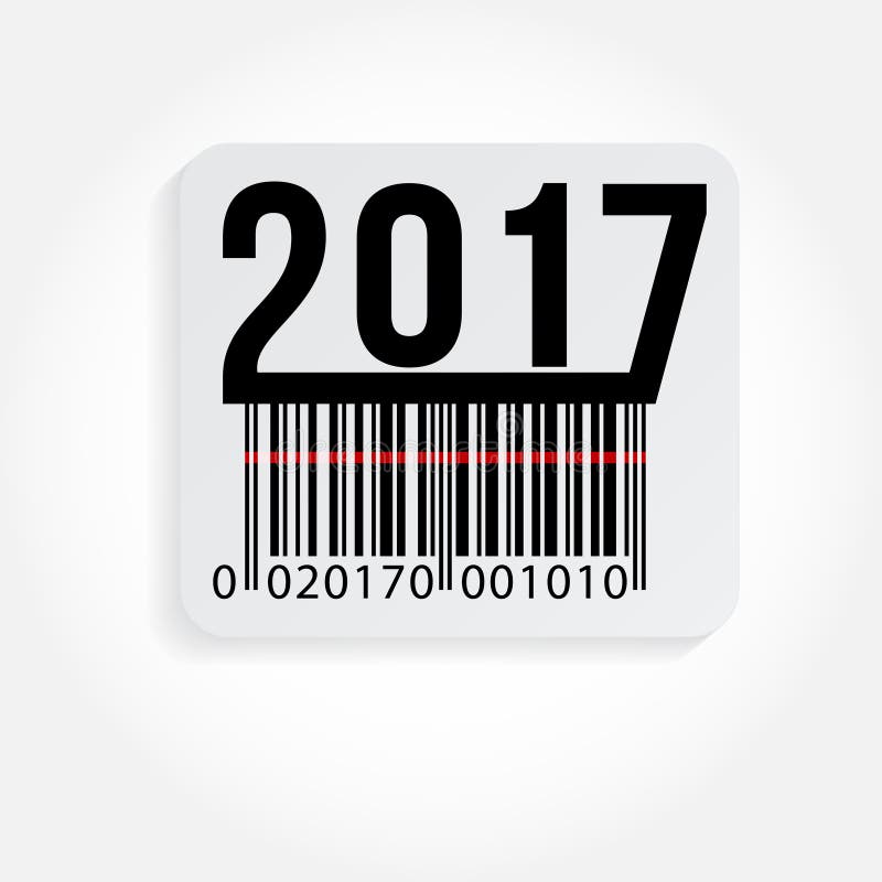 Vector Illustration of Text 2017 and Barcode Stickers on White. Stock ...