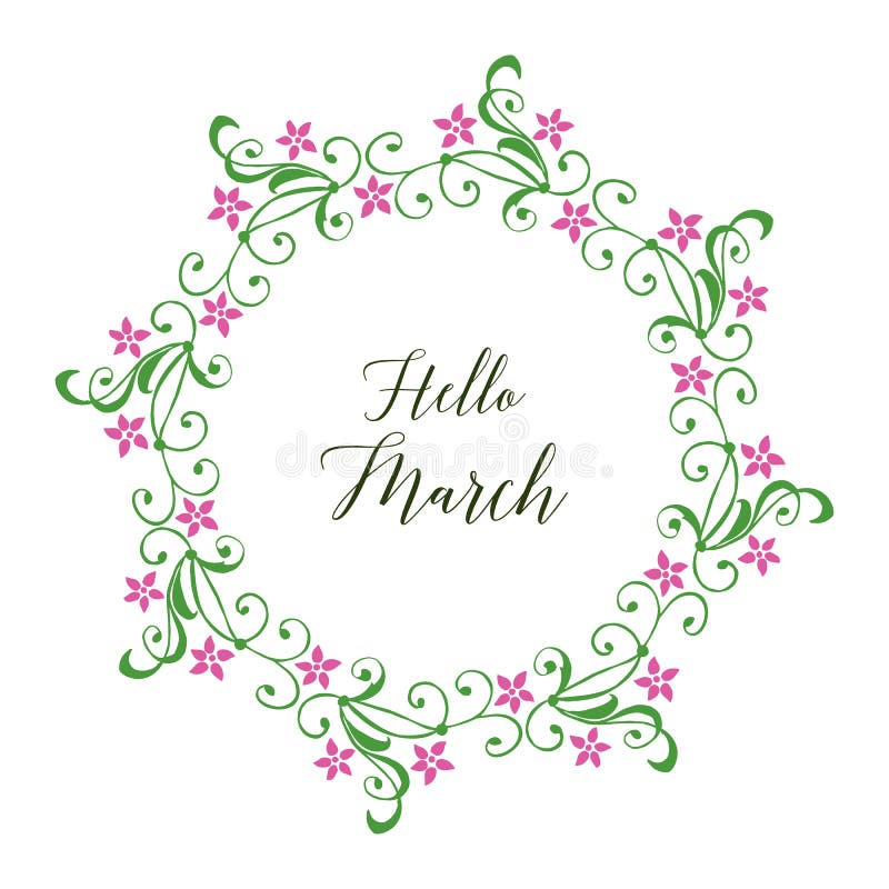 Vector Illustration Text Hello March with Design Flower Frame Stock ...